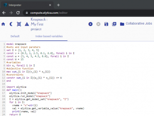 Tutorial 2: Index-based variables (Knapsack) – elytica